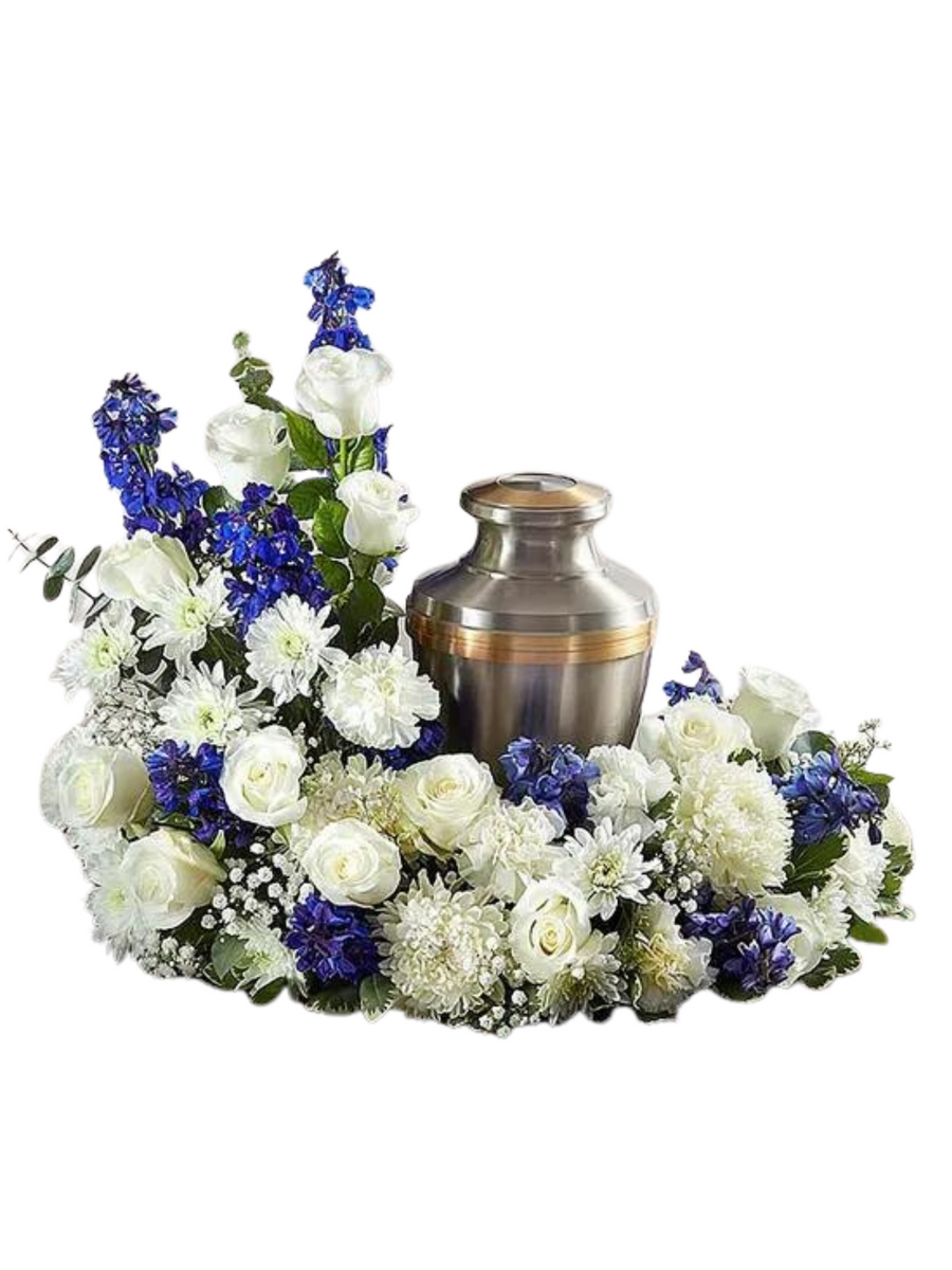 Blue Cremation Wreath – Grohman's Flowers